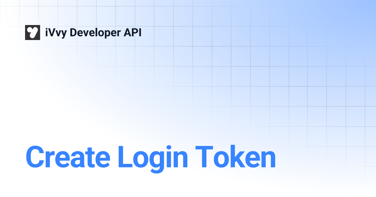 Create Login Token | iVvy Developer API
