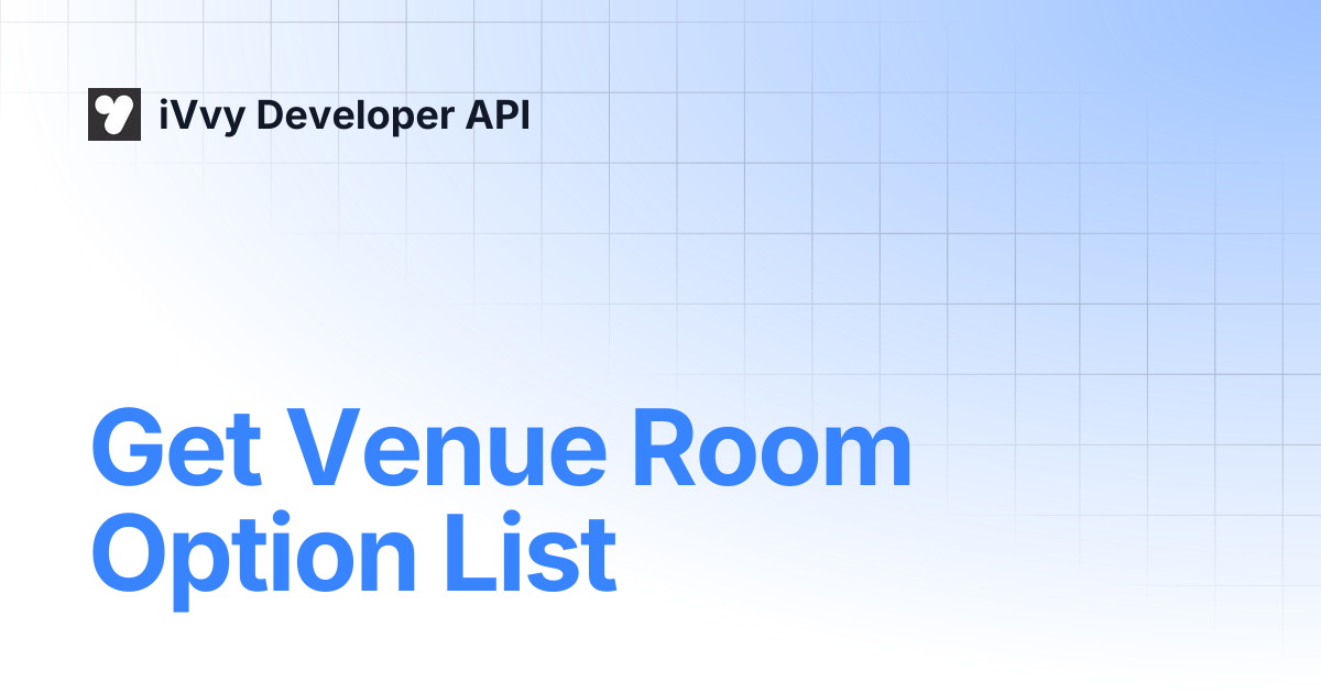 Get Venue Room Option List | iVvy Developer API