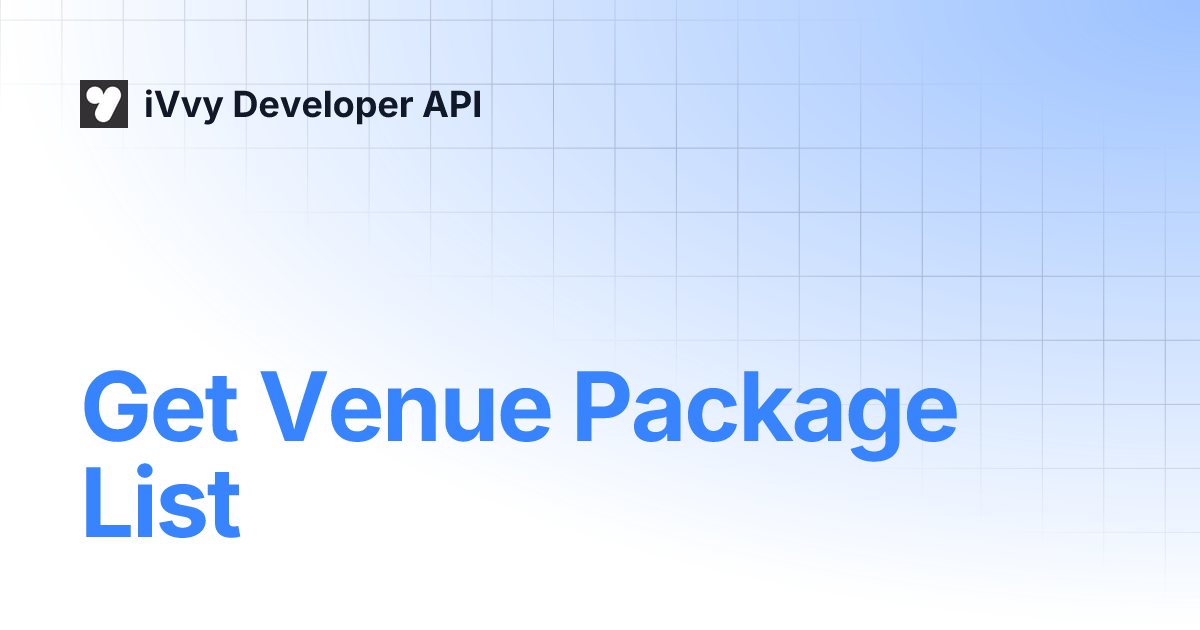 Get Venue Package List | iVvy Developer API
